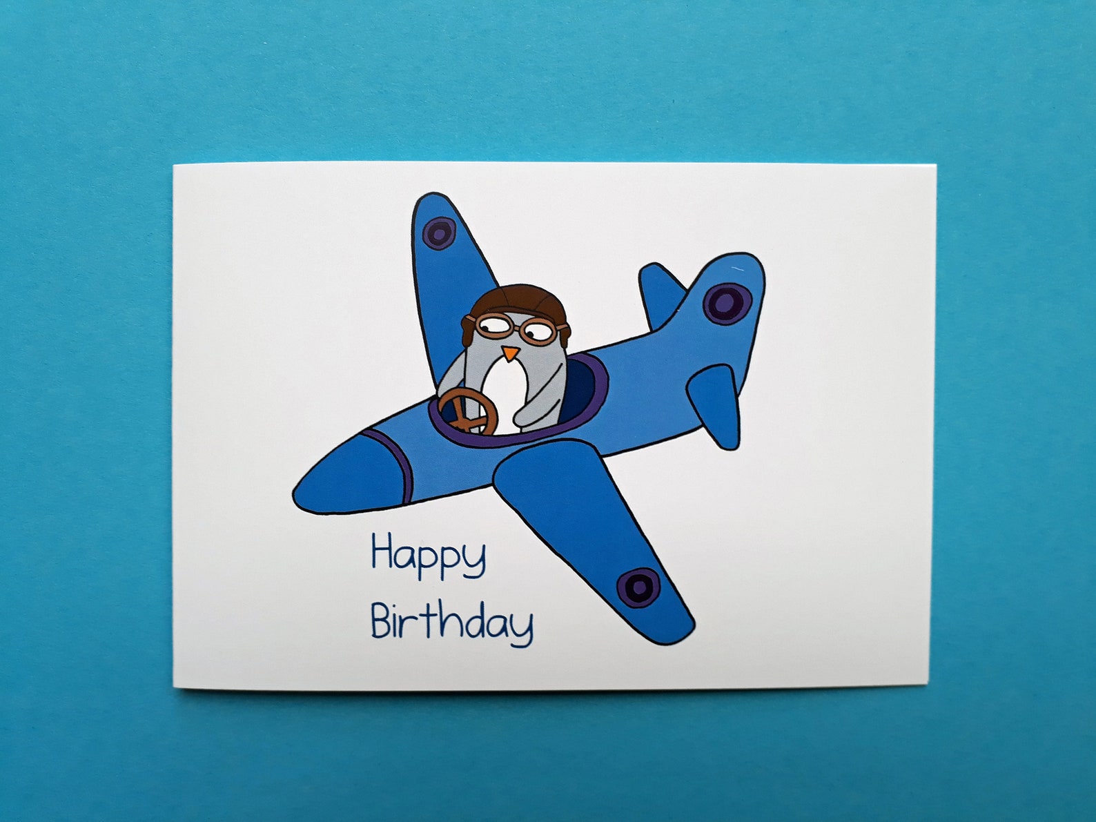 Flying Birthday Card Funny Penguin Pilot Plane - Etsy UK