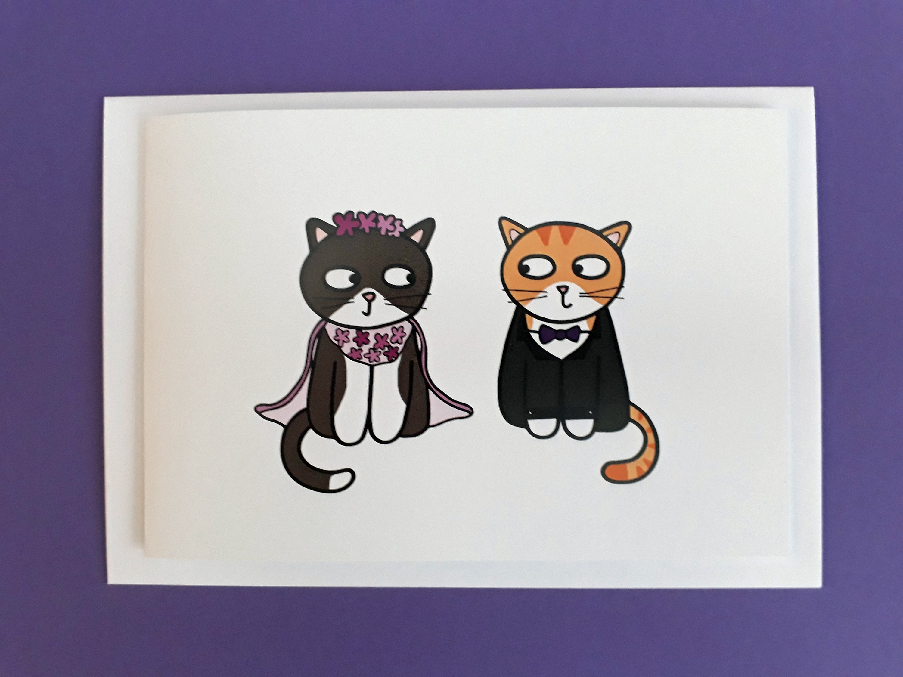 Cat Wedding Card Cat Wedding Invitation Cute Cat Wedding - Etsy UK