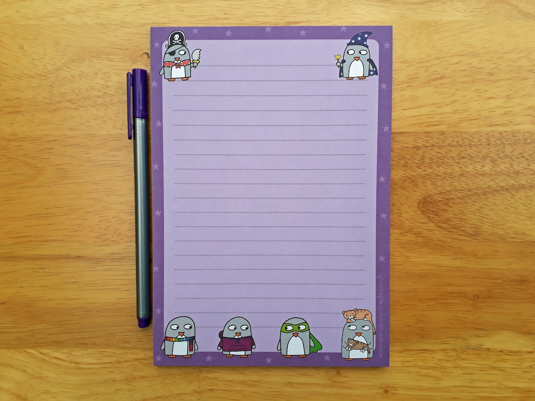 Penguin Notepad, Penguin to Do List Pad, Penguin Writing Paper, A5 ...