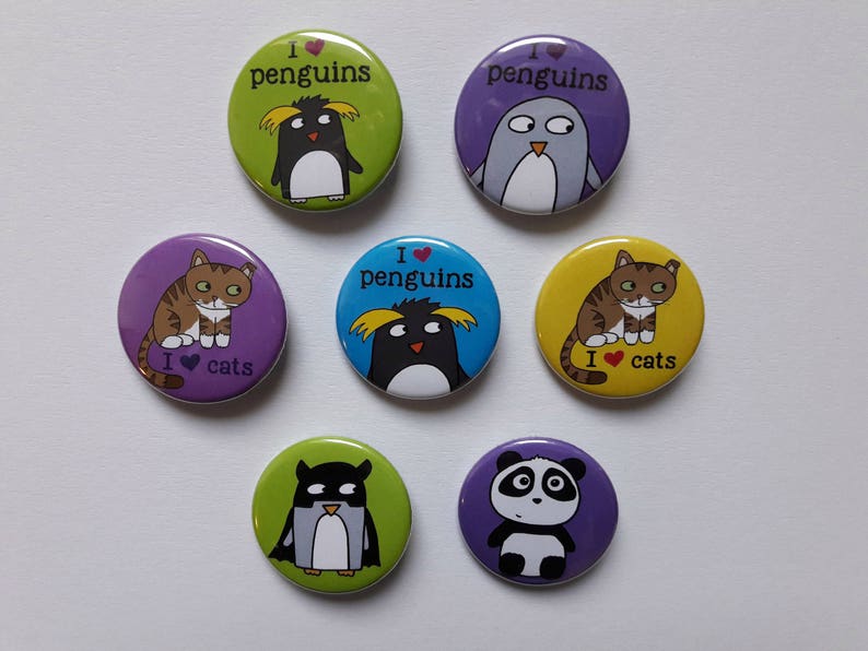 Penguin Badge Rockhopper Penguin Badge Penguin Gift - Etsy UK