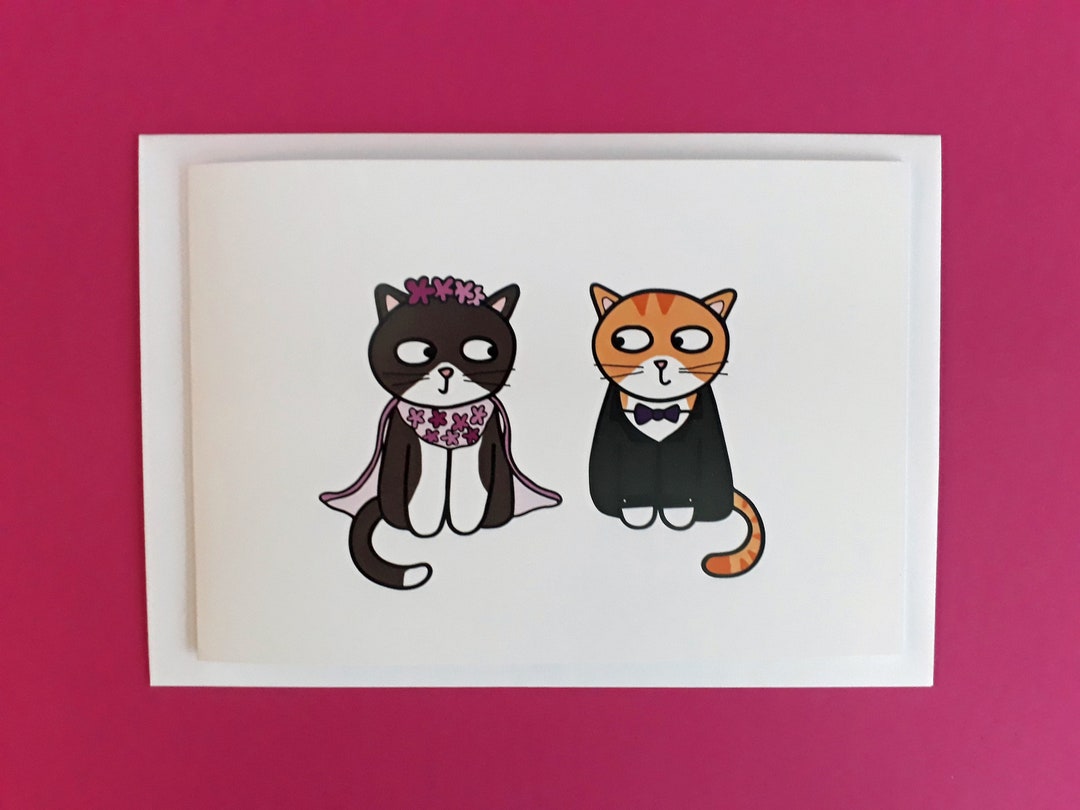 Cat Wedding Card - Cat Wedding Invitation - Cute Cat Wedding Card ...
