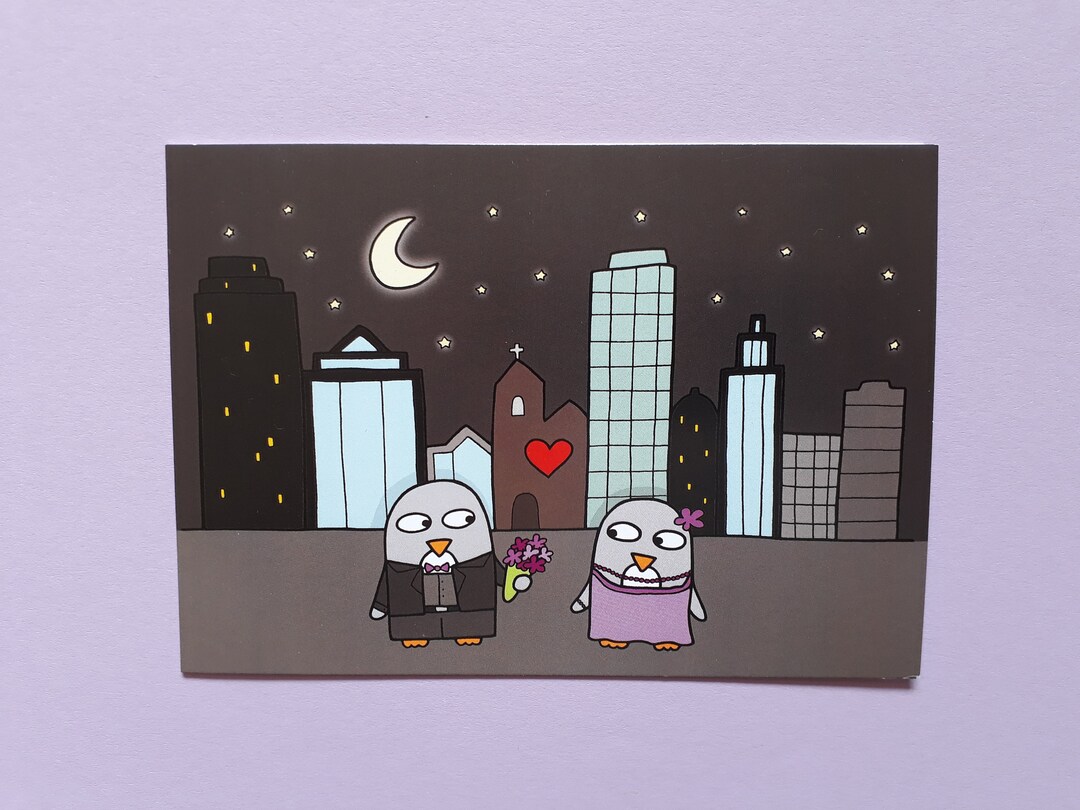 Penguin Anniversary Card, Valentine's Day Card, Penguin Engagement Card ...