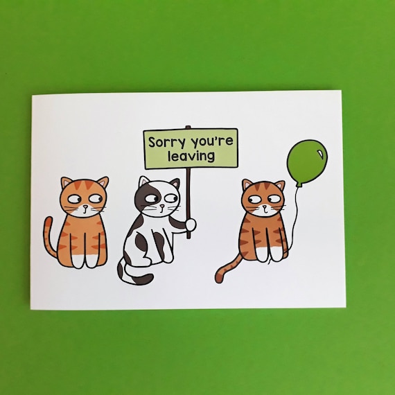 Sorry You're Leaving Card Cat Card Leaving Job Card | Etsy
