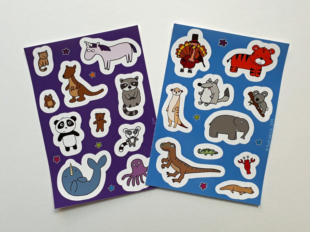 Cute Animal Sticker Sheets: A6, Cartoon, Funny, 2 Sheets - Etsy