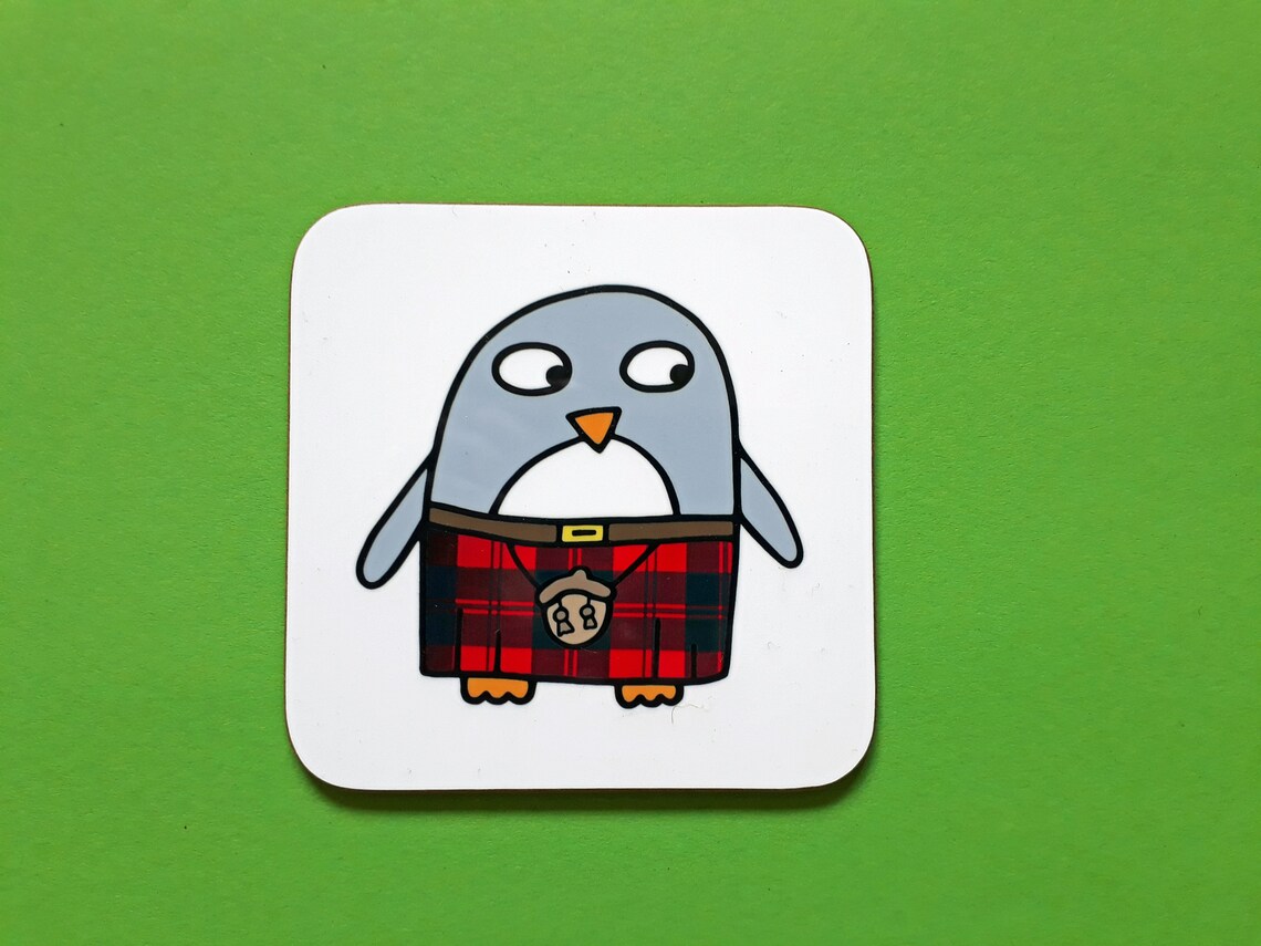 Scottish Coaster Scottish Penguin Coaster Penguin With | Etsy UK