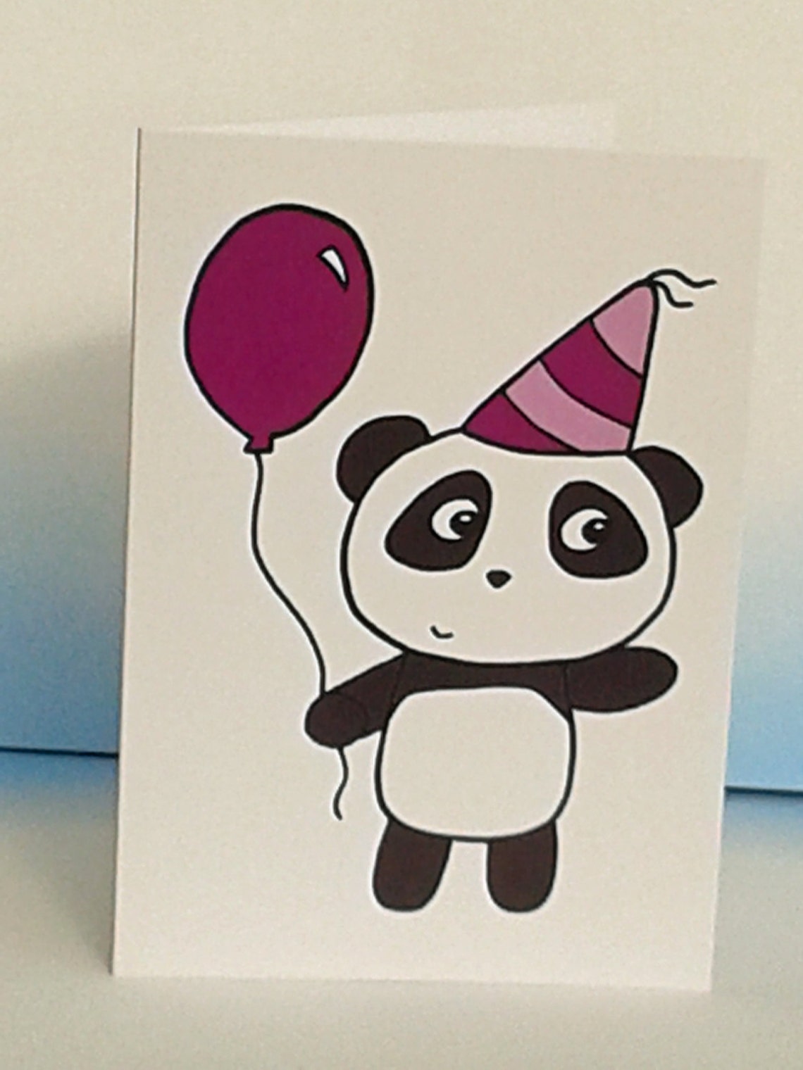 Panda Birthday Card Cute Panda Card Child Party Card | Etsy