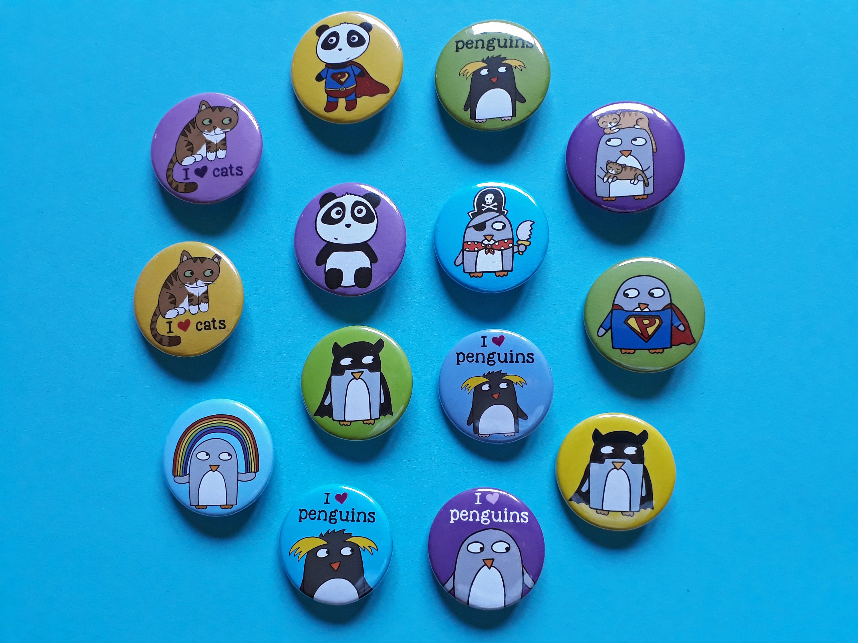 Animal Badges, Save When You Buy 3, Penguin Badges , Cat Badges, Panda ...