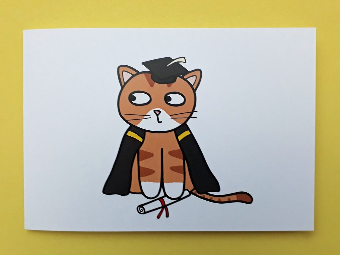 Cat Graduation Card Cute Graduation Card Congratulations - Etsy UK