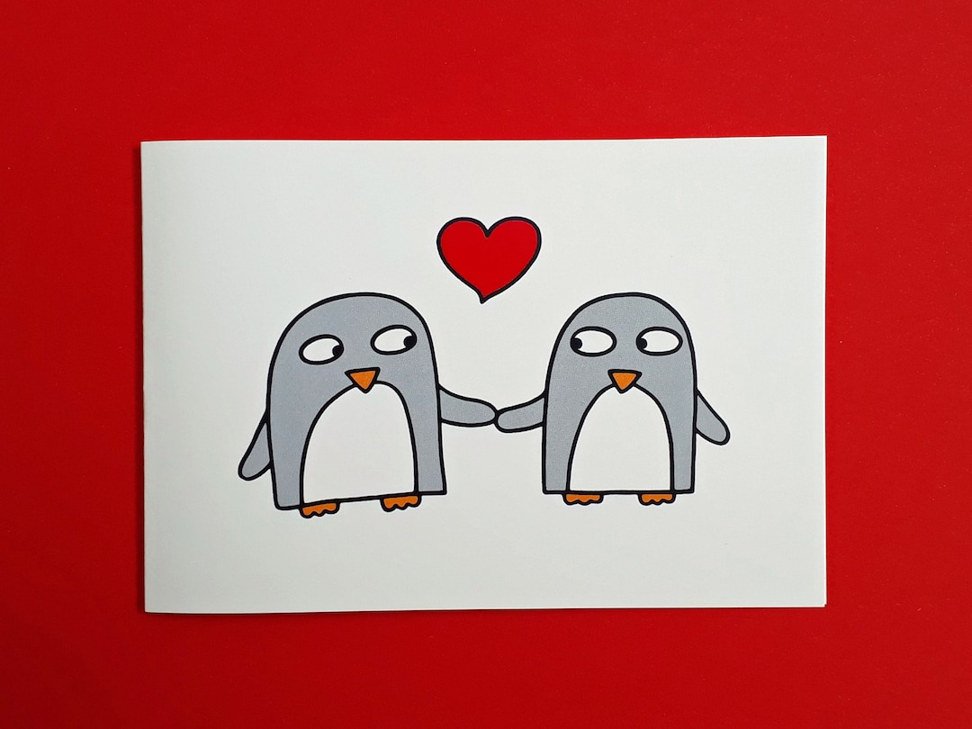 Penguin Love Card, Anniversary Card, Engagement, Wedding, Valentine's ...