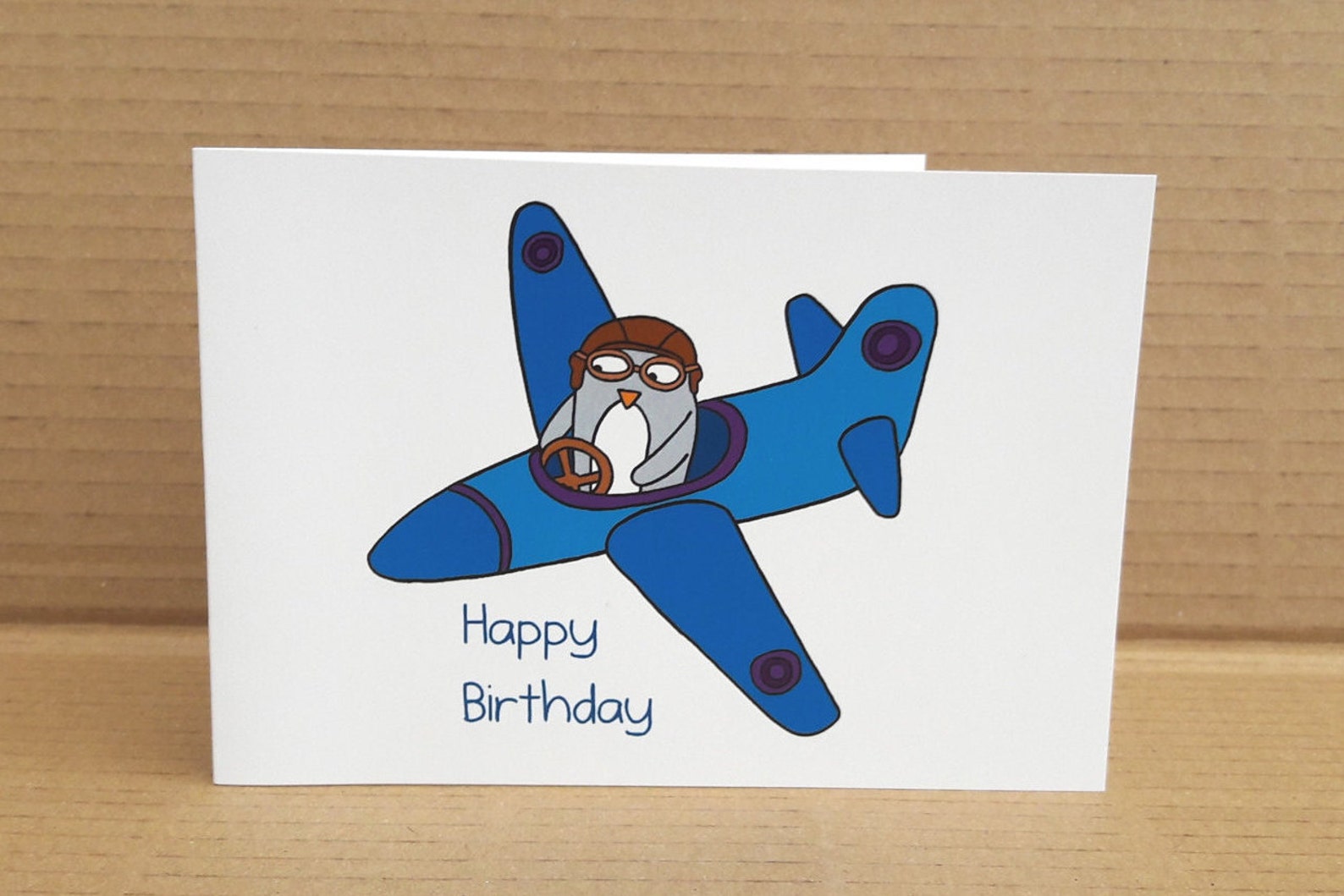 Flying Birthday Card Funny Penguin Pilot Plane | Etsy