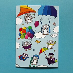 Flying Card - Funny Penguin Card, Hang Gliding Car, Paragliding Card ...