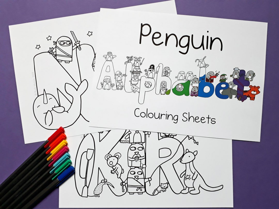 Penguin Alphabet Colouring Pages: A-Z Printable Sheets, Kids Party - Etsy