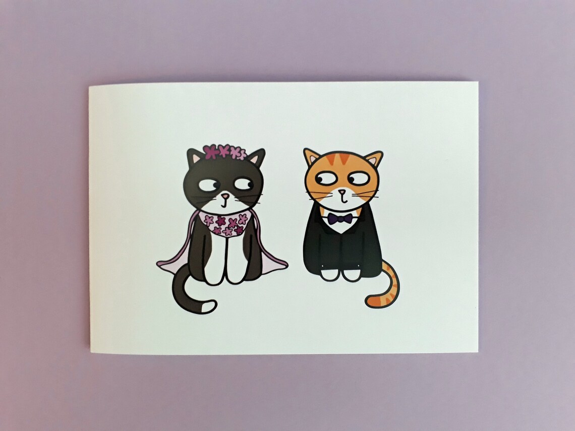 Cat Wedding Card - Cat Wedding Invitation - Cute Cat Wedding Card ...