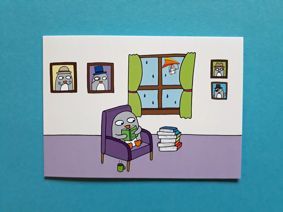 Penguin Retirement Card: Book Lover, Flying Enthusiast - Etsy