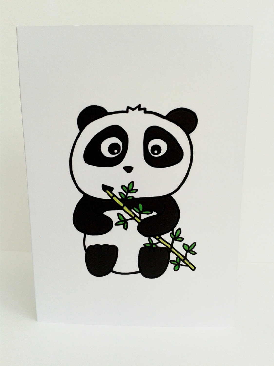 Cute Panda Card Panda Birthday Card Panda Eating Bamboo | Etsy
