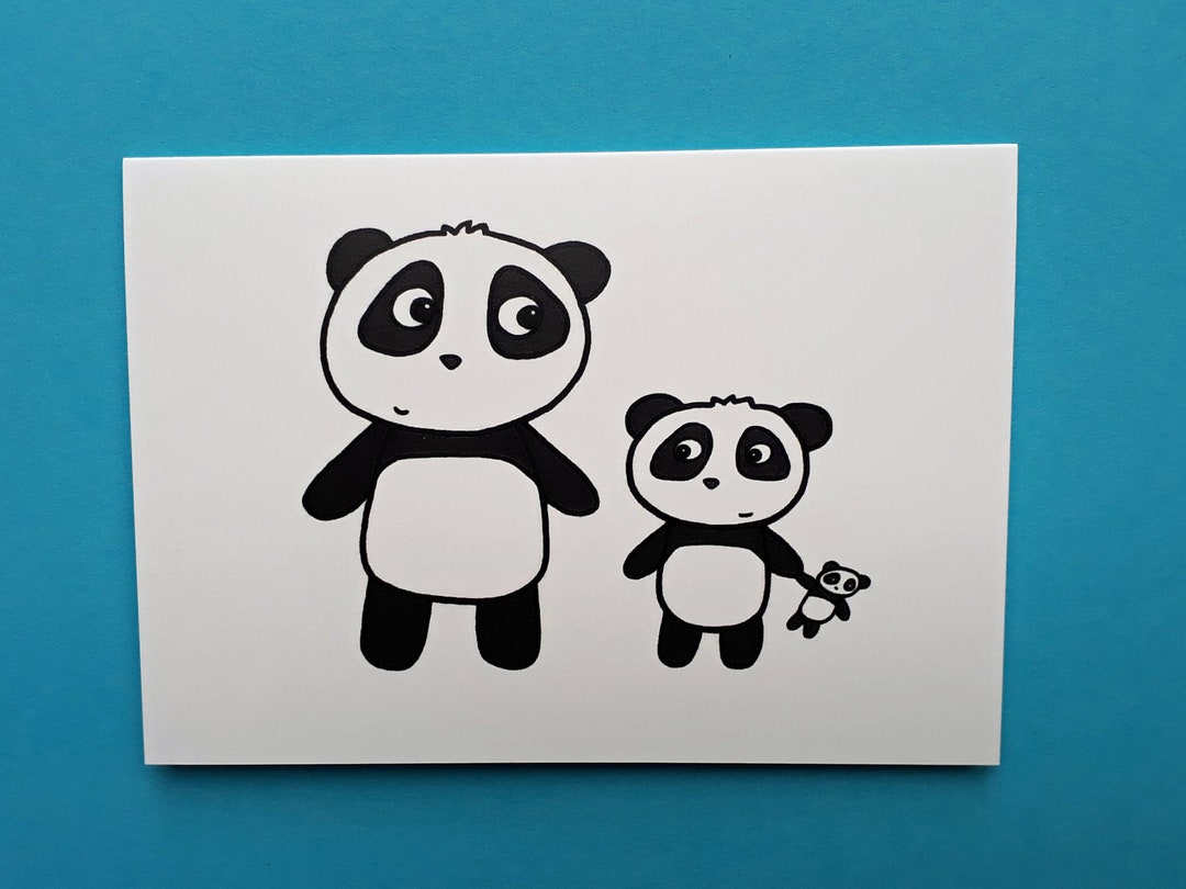 New Baby Card - Single Parent - Cute Pandas - Birthday - Father's Day ...