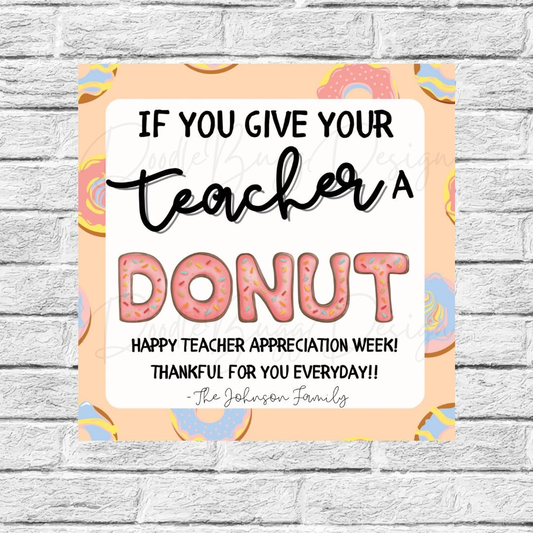 Teacher Appreciation - Donut - Digital Template - Instant Download ...
