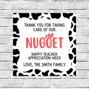 Teacher Appreciation Tag - Chick-fli-a Inspired - Digital Template ...