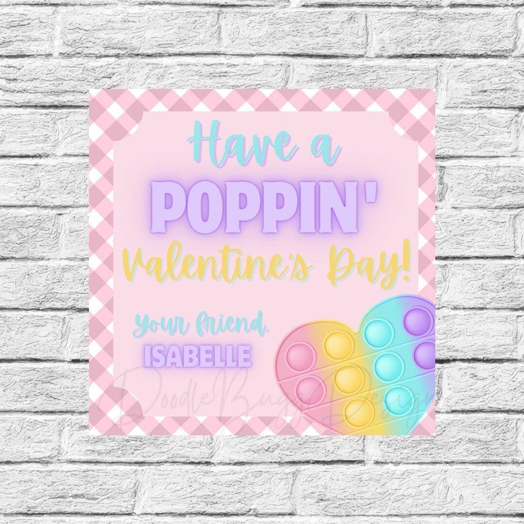 Poppin' Valentine Tag -pop It Gift Tag - Digital - Editable Name ...
