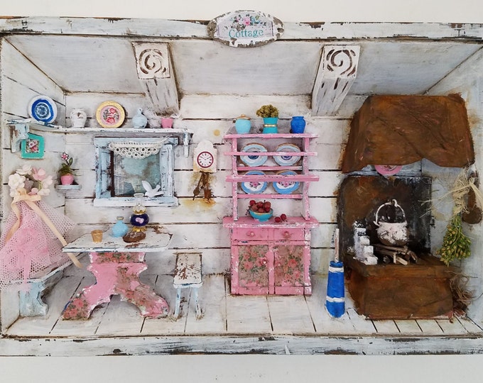3D Shadow Box Diorama Farm Kitchen Wall Decor Kitchen Decor Distressed ...