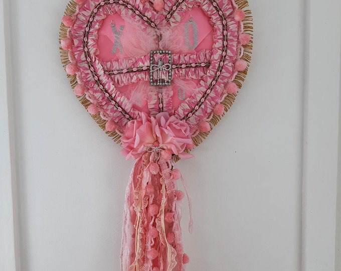 Romantic Hot Pink Valentine Heart Wreath Heart Wall Decor Heart Wall ...