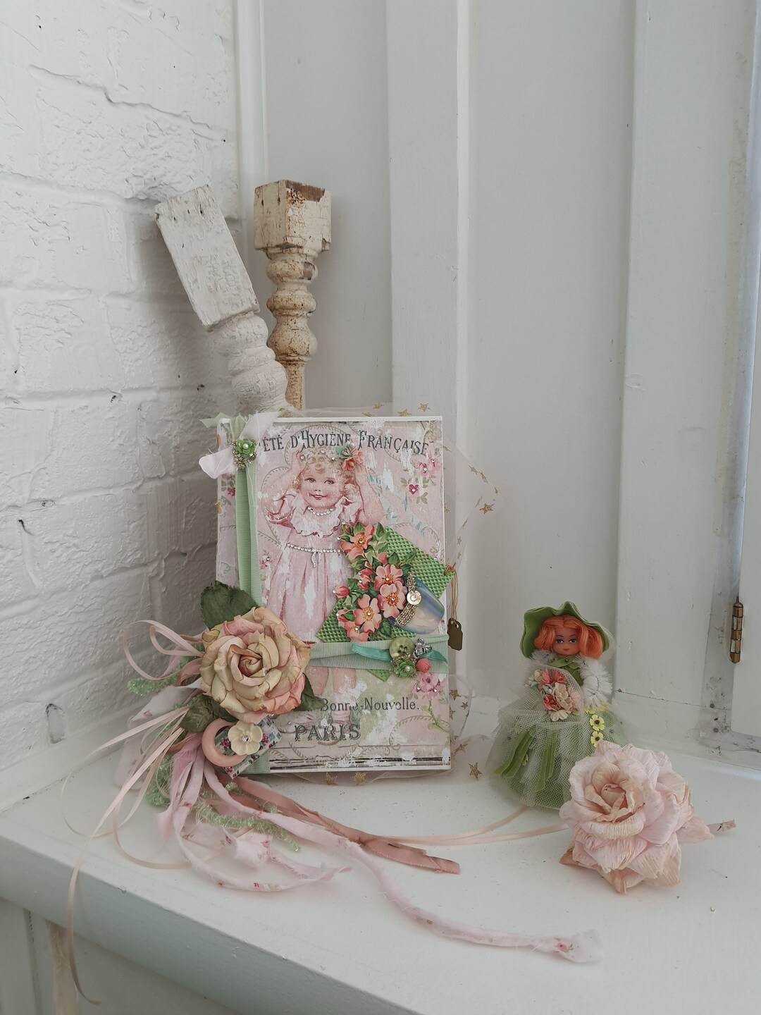 Altered Book Decorated Book Rose Decor Shabby Chic Book Romantic Decor ...