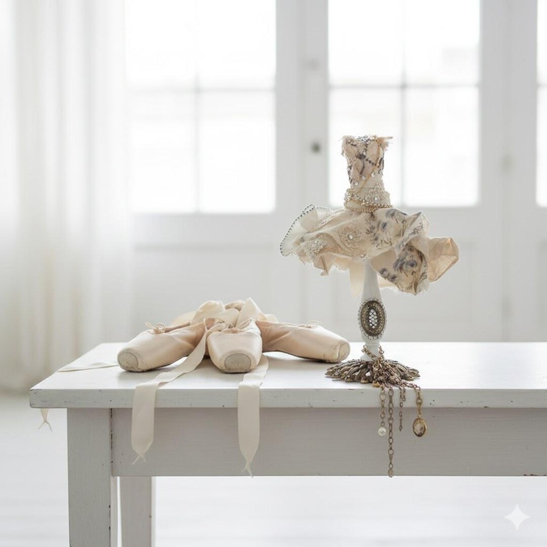 Miniature Ballerina Art Dress, Rhinestone Embellished, Vintage Textiles ...