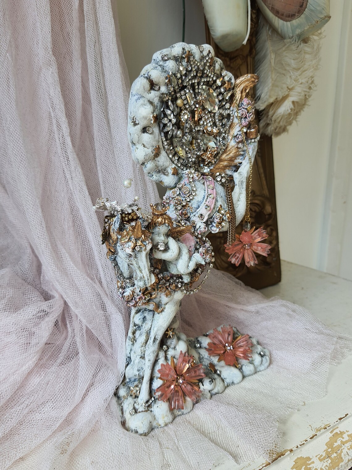 Unicorn & Angel Statue Figure Rhinestone Art Work Table Top - Etsy