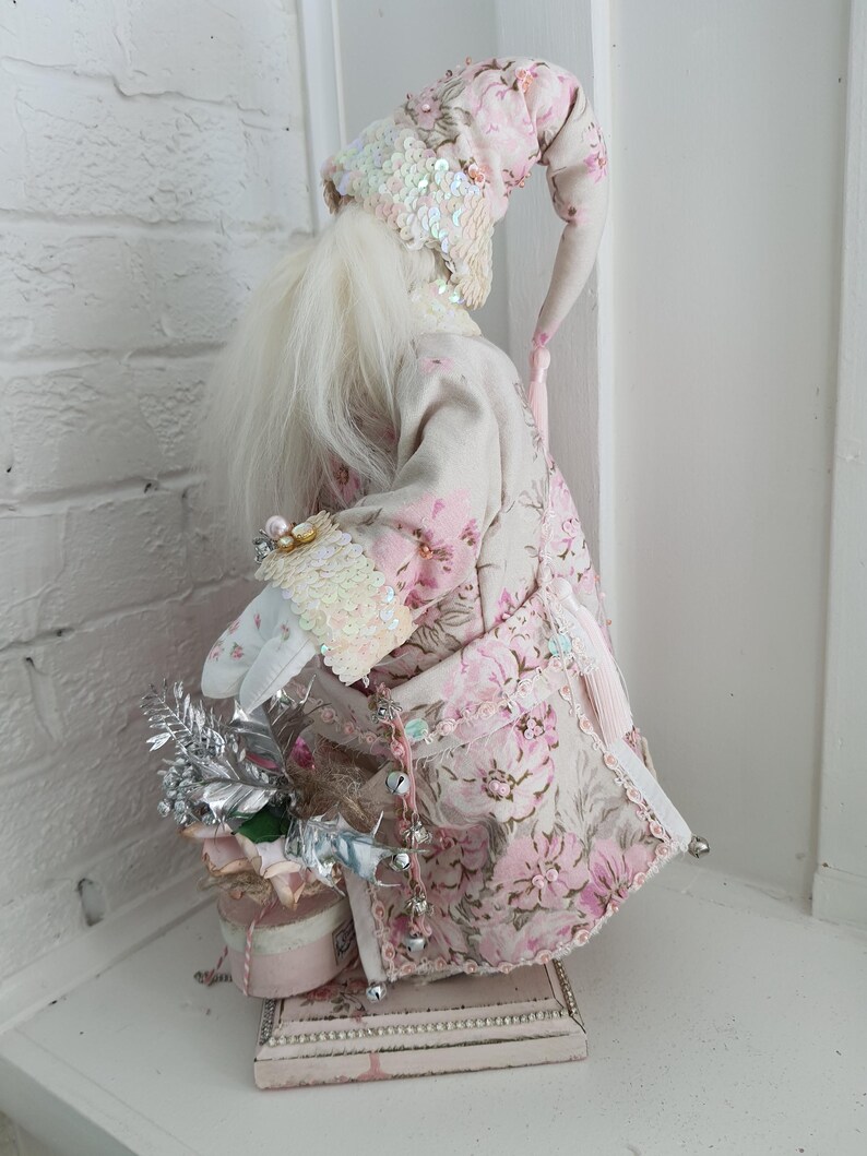 18" Tall Handcrafted Pink Santa Figurine, Shabby Chic Christmas Decor ...
