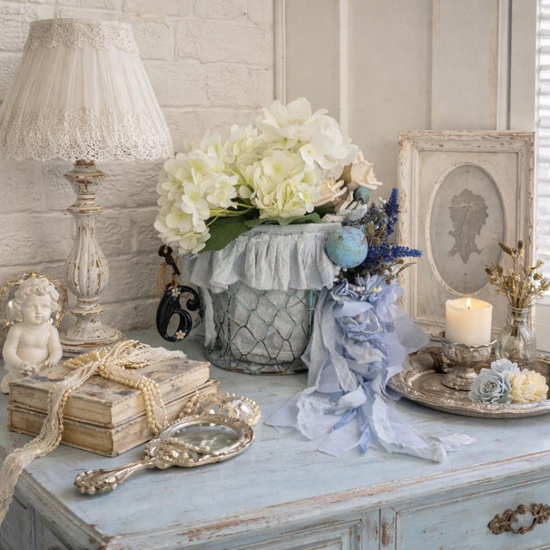 Teal Blue Chicken Wire Basket, Shabby Cottage Farmhouse Décor, Floral ...