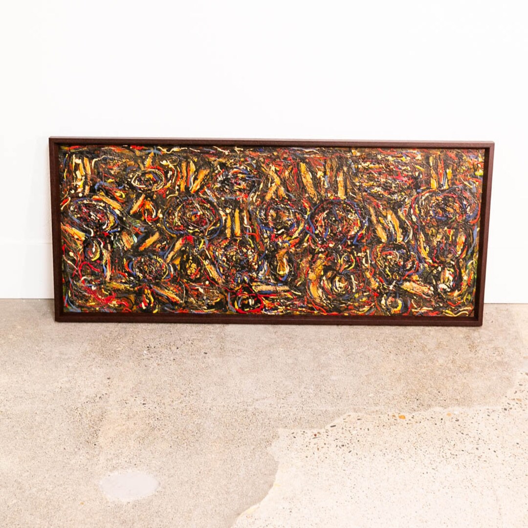 Mid Century Modern Art Original Abstract Expressionism Pollock Bright ...