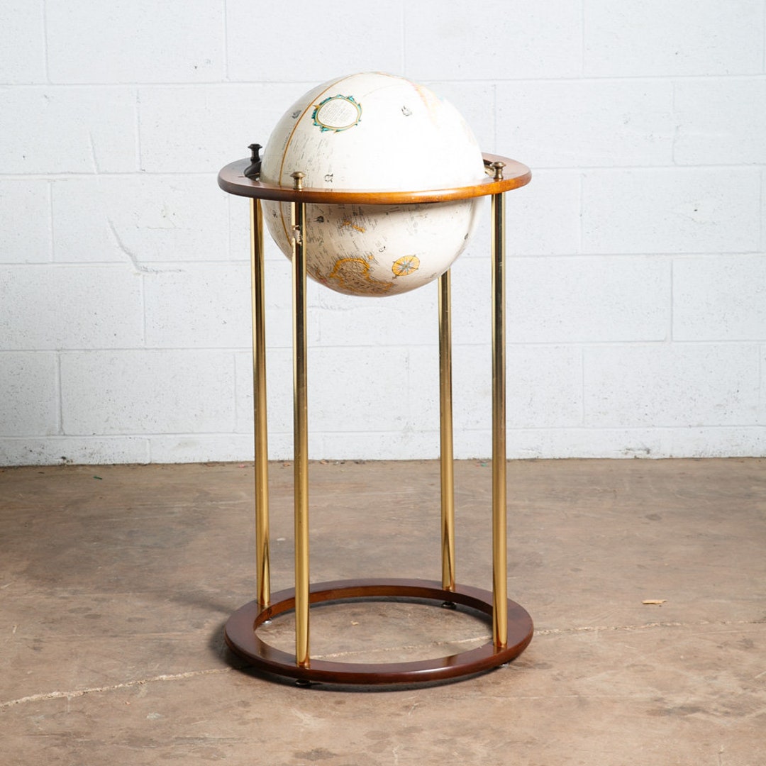 Mid Century Modern Globe Floor Brass Repogle World Vintage - Etsy