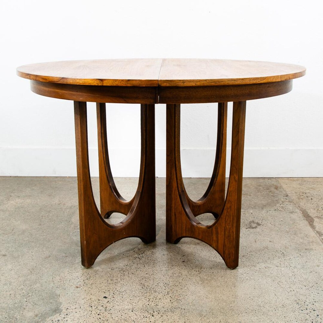 Mid Century Modern Dining Table Round Broyhill Brasilia Walnut ...