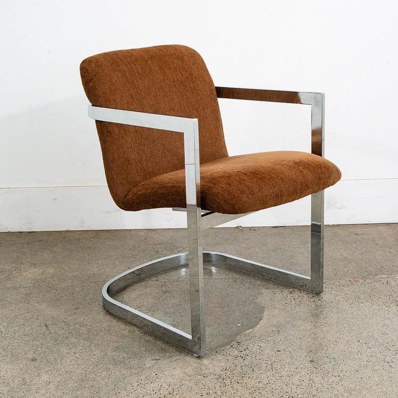 Brown Chrome Armchair - Etsy