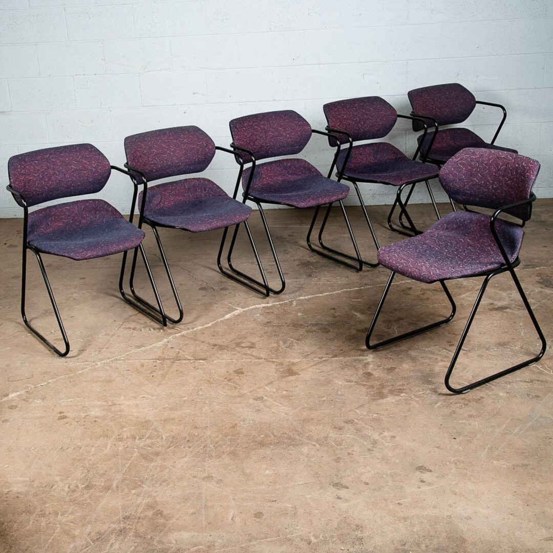 Mid Century Modern Side Chairs Set 6 Stacking Acton Stacker 80s Purple ...