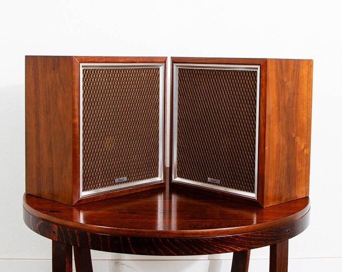 Mid Century Danish Modern Speakers Set Pair Teak Veneer Bookshelf ...