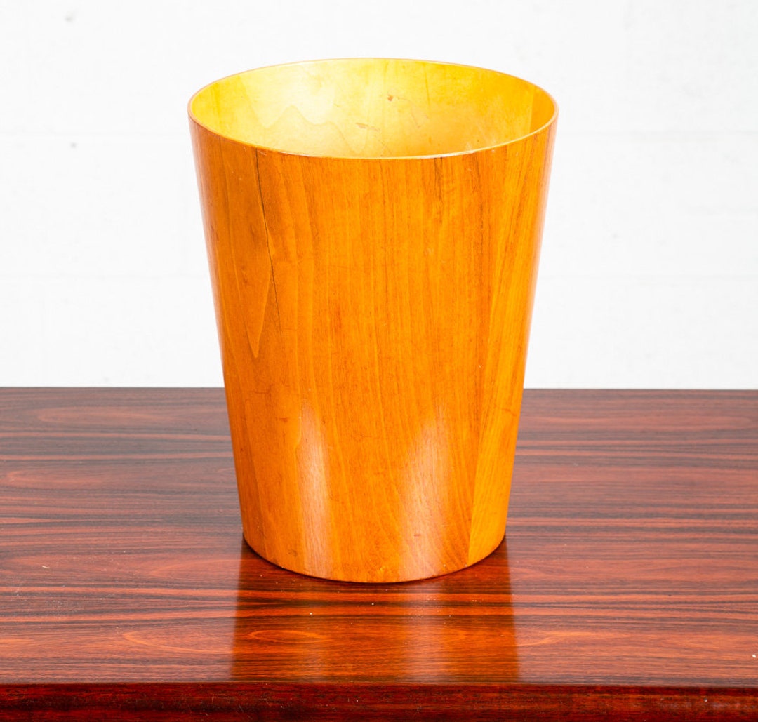 Mid Century Danish Modern Trash Bin Teak Waste Basket Round - Etsy