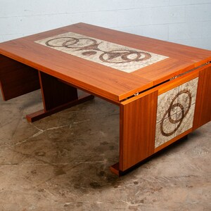 Mid Century Danish Modern Dining Table Ceramic Tile X2 Drop Leaf Teak ...