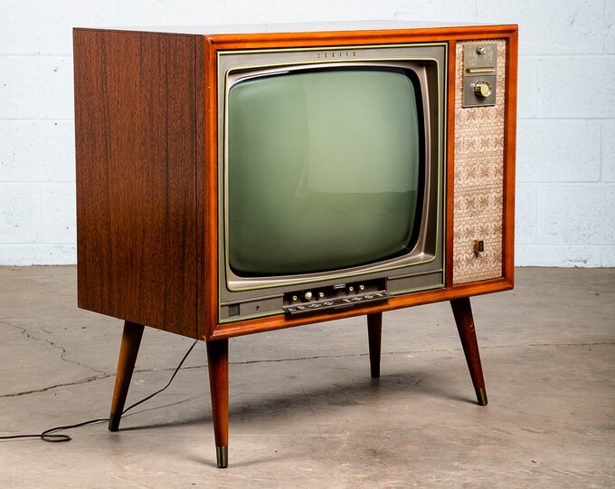 Mid Century Modern Television Zenith TV Serviced Working Mahogany Wood ...
