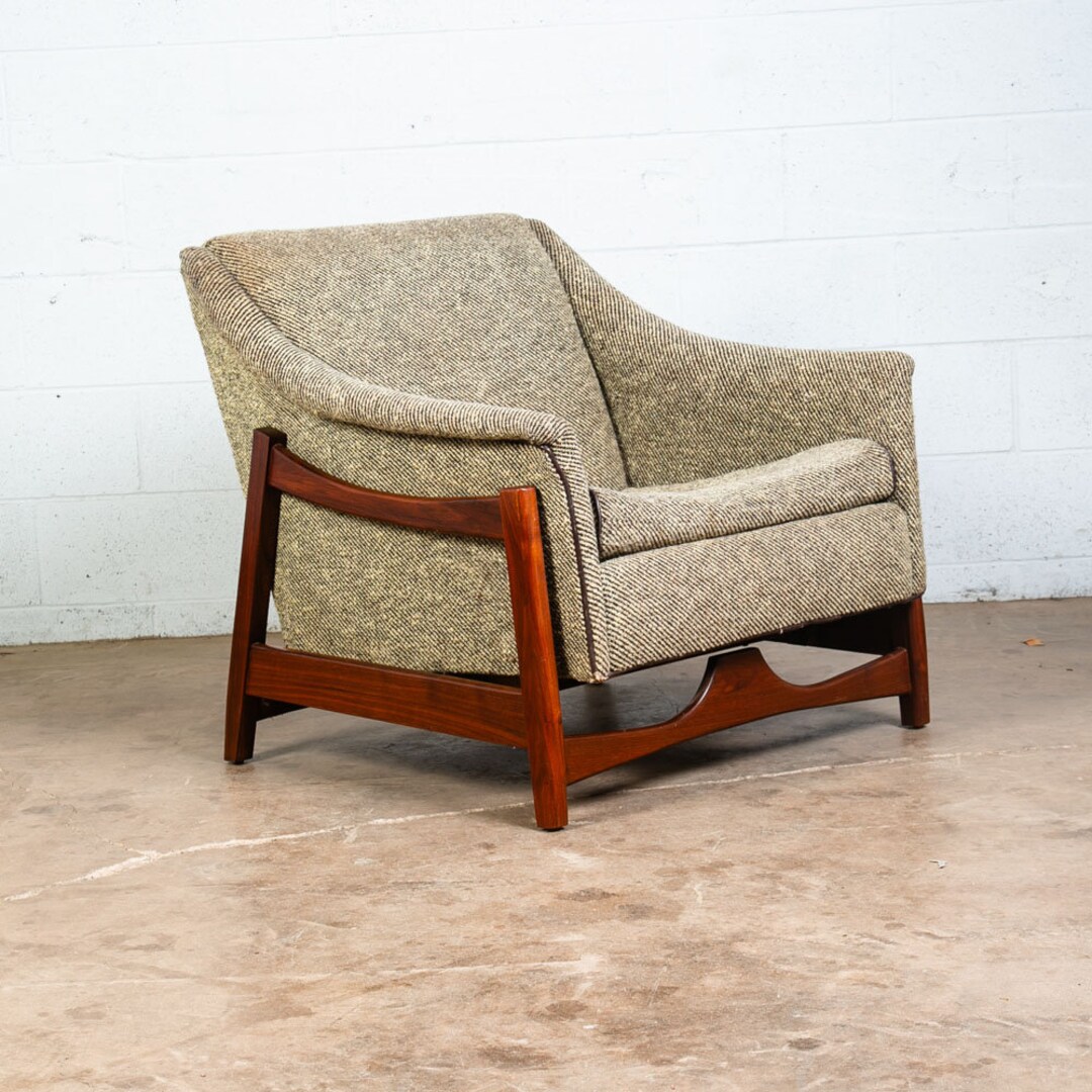 Mid Century Modern Lounge Rocking Chair Paoli White Wool Solid Walnut ...