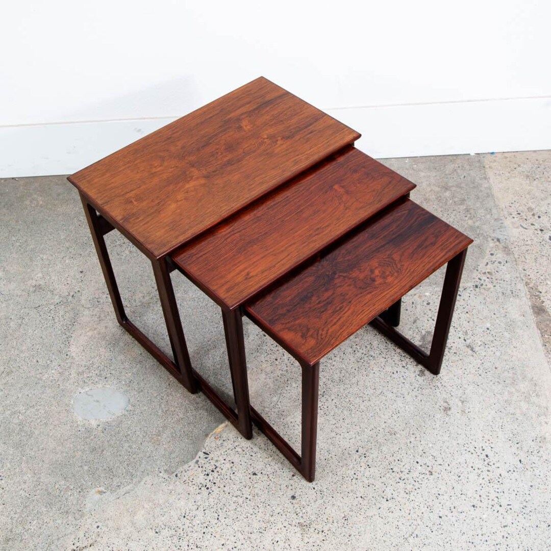 Mid Century Danish Modern Nesting Tables Brazilian Rosewood Set 3 ...