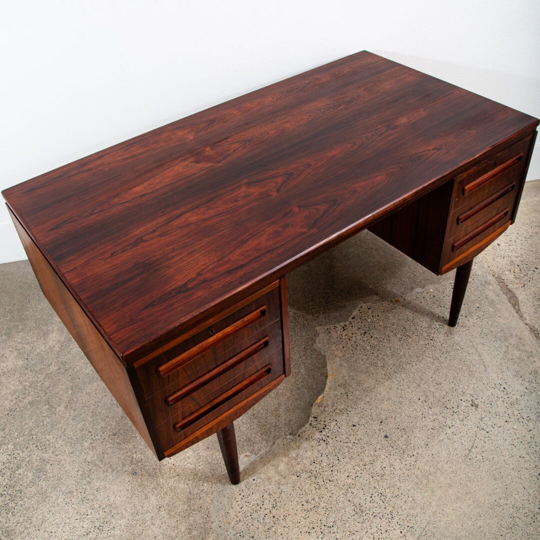 Mid Century Danish Modern Desk Office Executive Rosewood J Svenstrup ...
