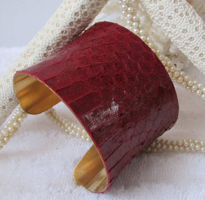 Exotic Leather Cuff Bracelet for Women: Red Python Snakeskin 2 Wide - Etsy