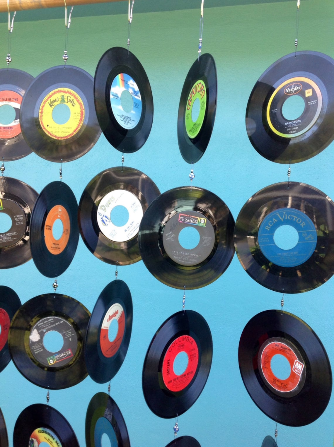 Vintage Record Wall Hanging/ Repurposed 6 Strands of 5 45 Records/wall ...