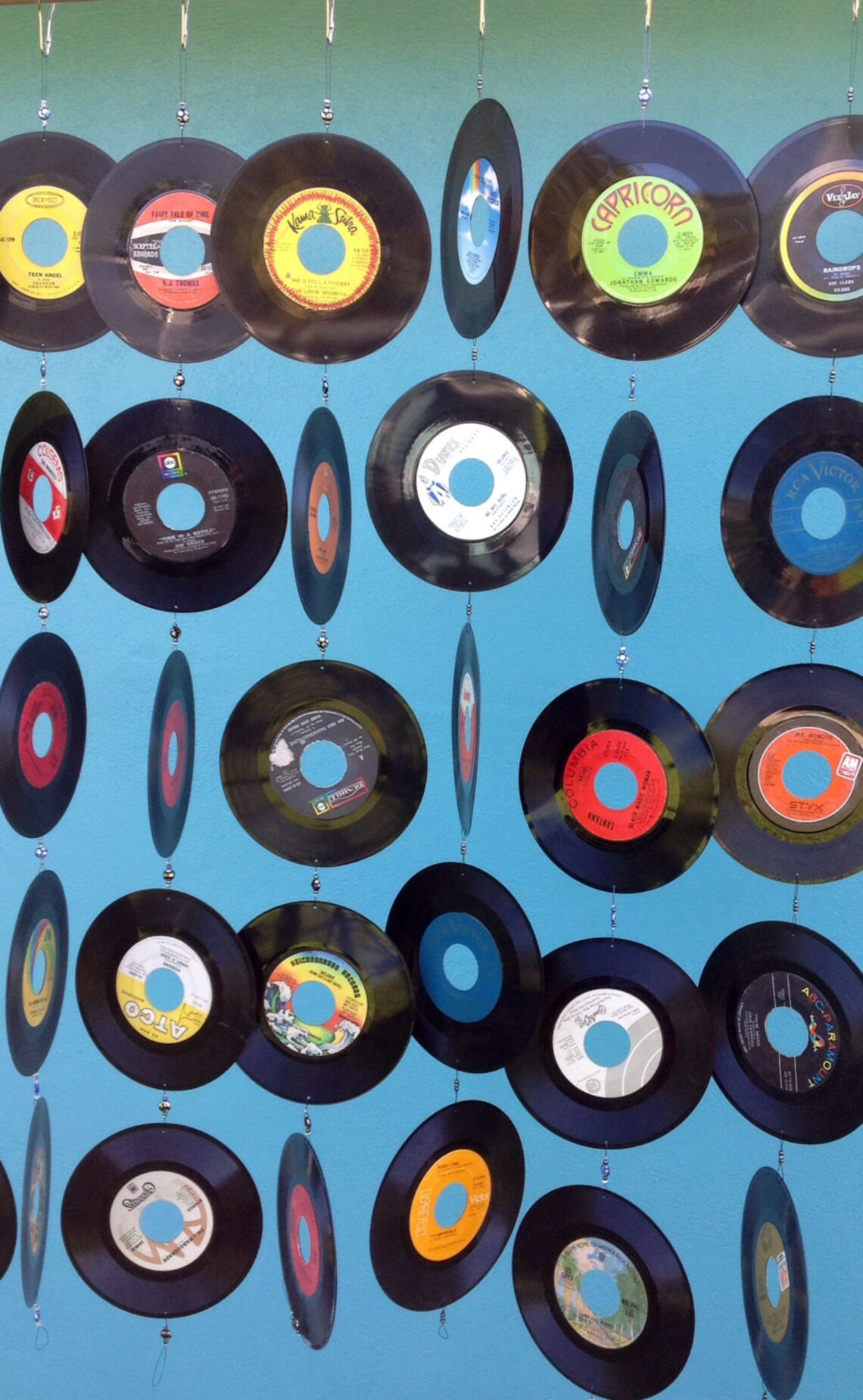 Vintage Record Wall Hanging/ Repurposed 6 Strands of 5 45 Records/wall ...