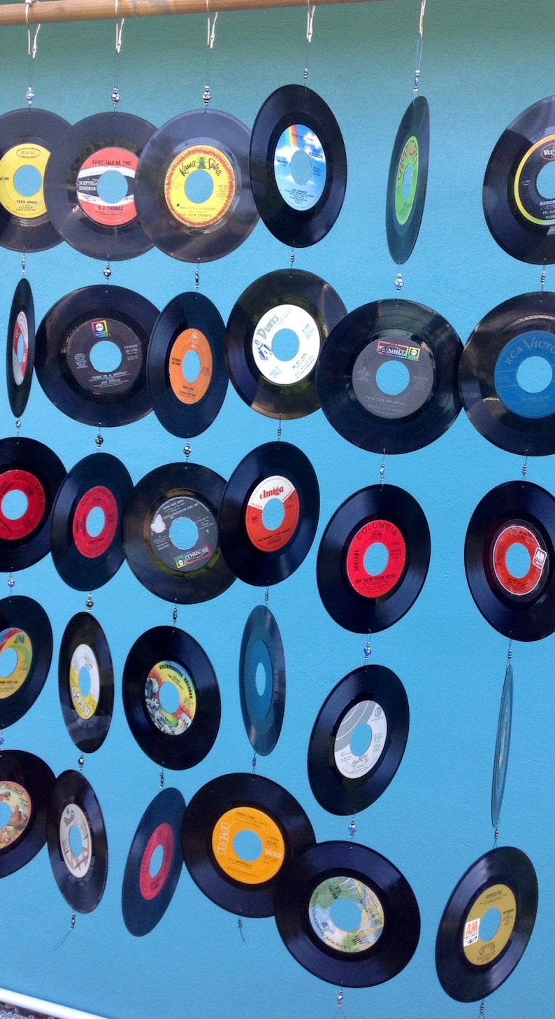 Vintage Record Wall Hanging/ Repurposed 6 Strands of 5 45 Records/wall ...