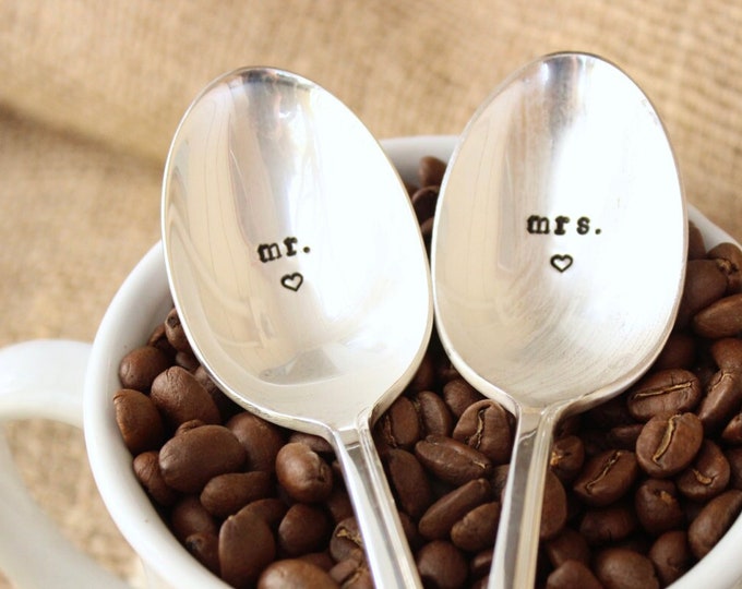 Custom Wedding Spoons - Vintage Silver Plate Set of 2 Spoons - Wedding ...