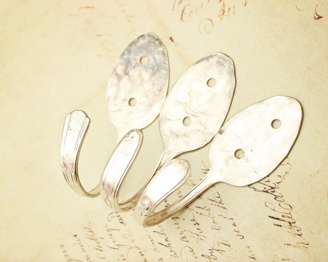 Spoon Wall Hooks Hook - Set of 3 Three - Teaspoon - Small Flattened ...
