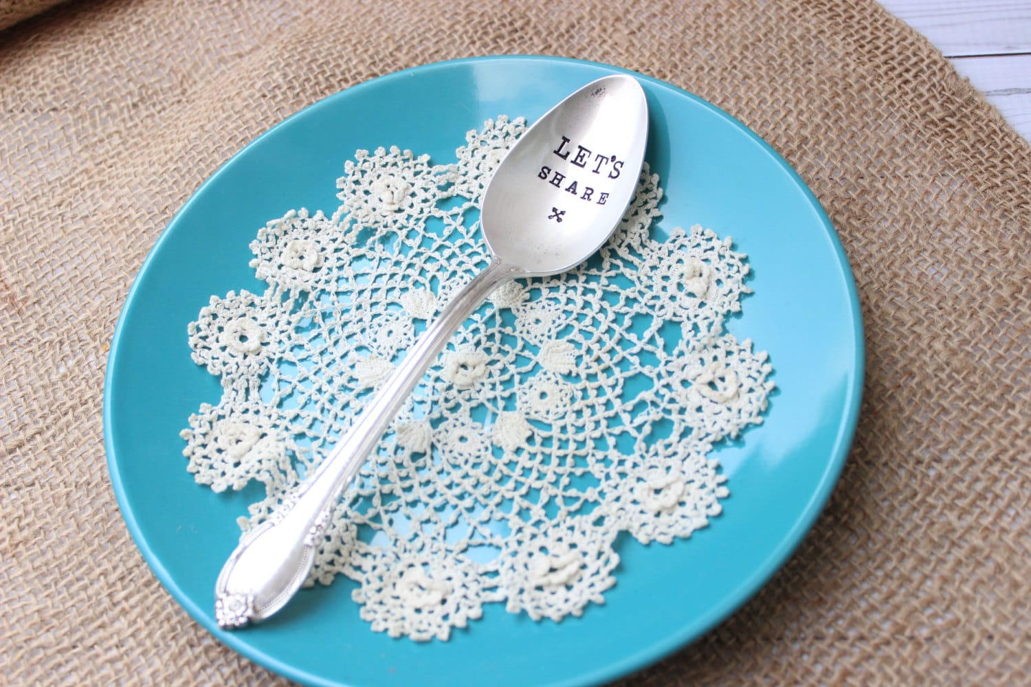 Hand Stamped Vintage Silver Plate Spoon - Let's Share - Etsy
