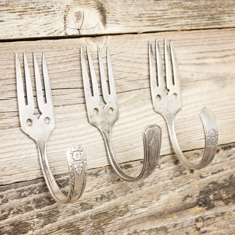 Fork Wall Hooks Hook Upcycled Set of 3 Three Vintage Fork - Etsy
